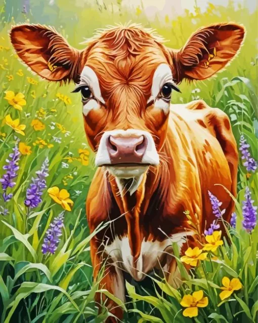 Brown Baby Calf Diamond Painting - DiamondPaintingKitsCanada.COM