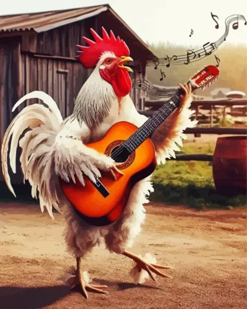 Funny Chicken Singer Diamond Painting - DiamondPaintingKitsCanada.COM
